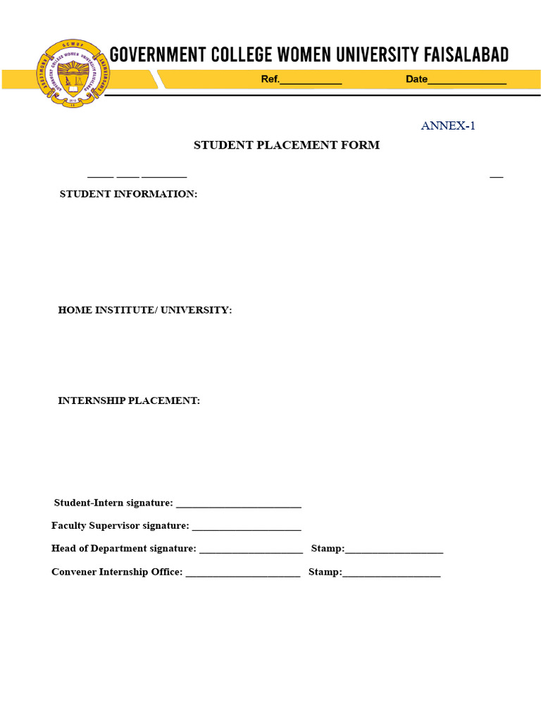 ANNEX 1 Student Placement Form | PDF