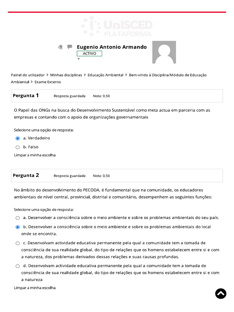 Exame Externo G. Amb | PDF