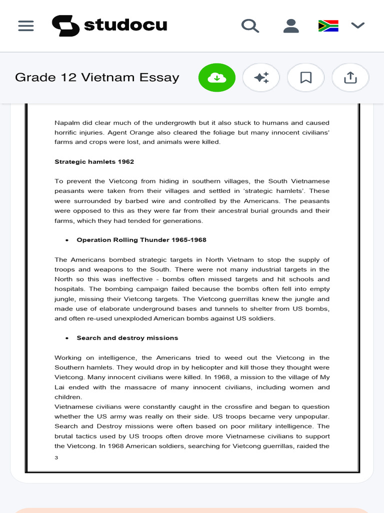 Grade 12 Vietnam Essay - Vietcong Military Tactics. Guerrilla Warfare ...