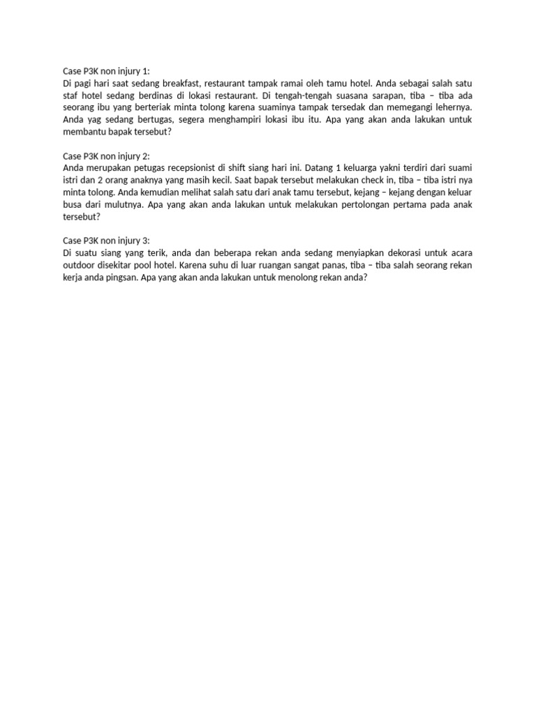 Contoh Case P3K Non Injury | PDF