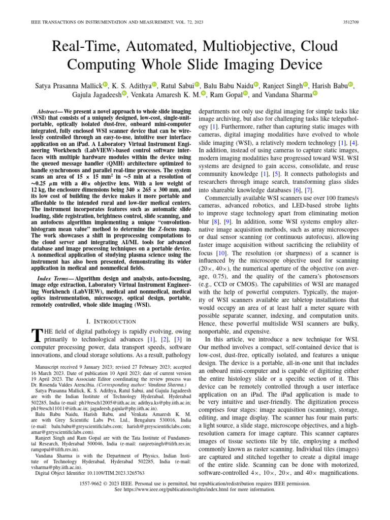 Automated Cloud-Based WSI Scanner | PDF | Field Of View | Image Scanner