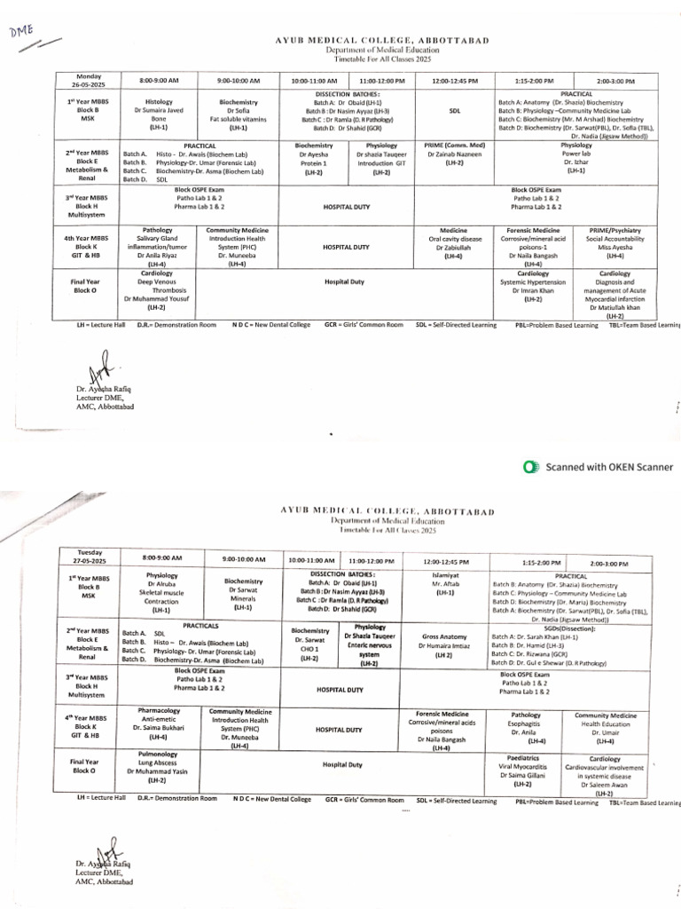 Timetable 26th To 30th May 2025 | PDF