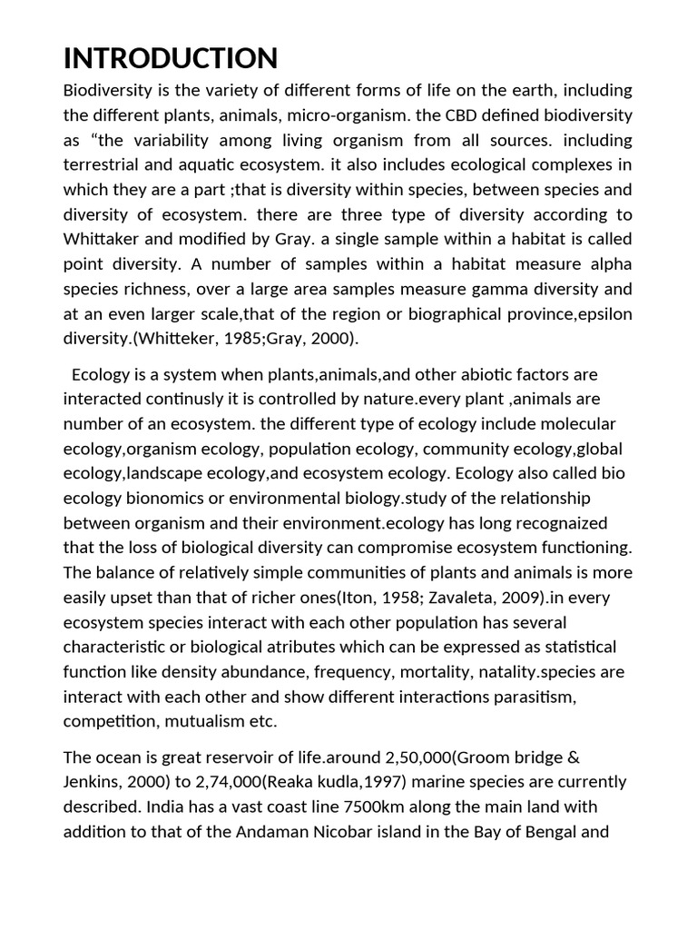 Biodiversity is the Variety of Different Forms of Life on the Earth ...