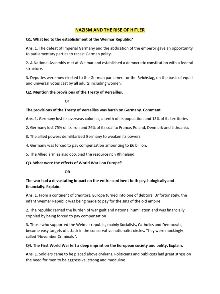 Nazism and The Rise of | PDF | Nazi Germany | Weimar Republic