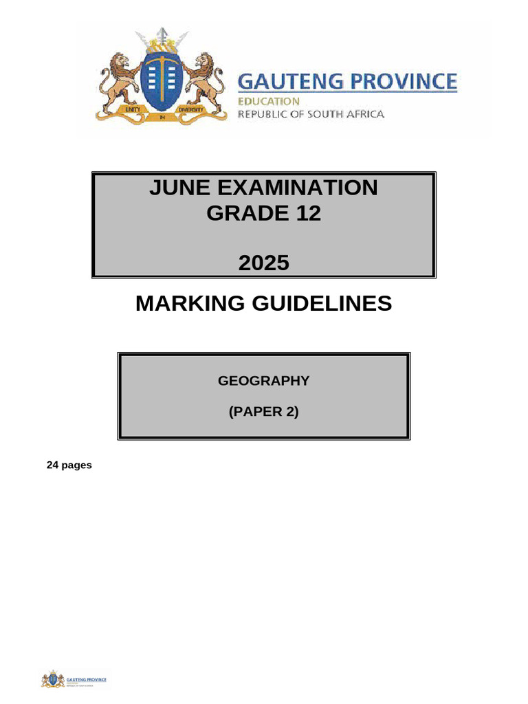 Grade 12 Geography Paper 2 Guidelines | PDF | Topography | Geographic ...
