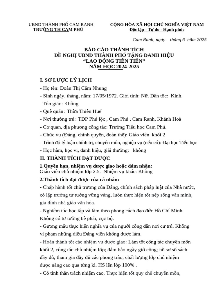 Bctt l Đtt Nhung | PDF