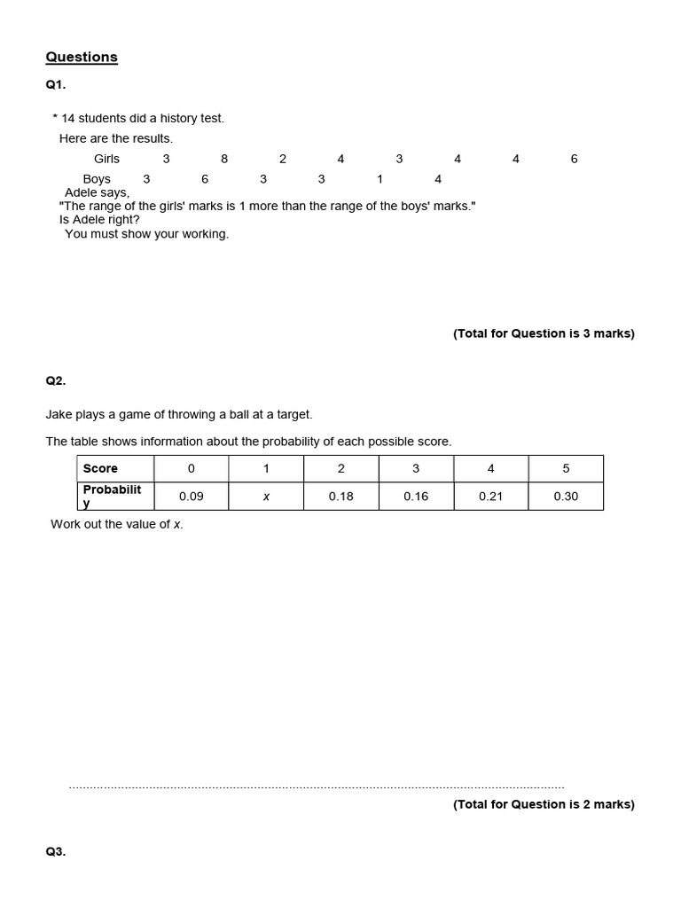 Foundation Data Handling and Probability Problems Original | PDF