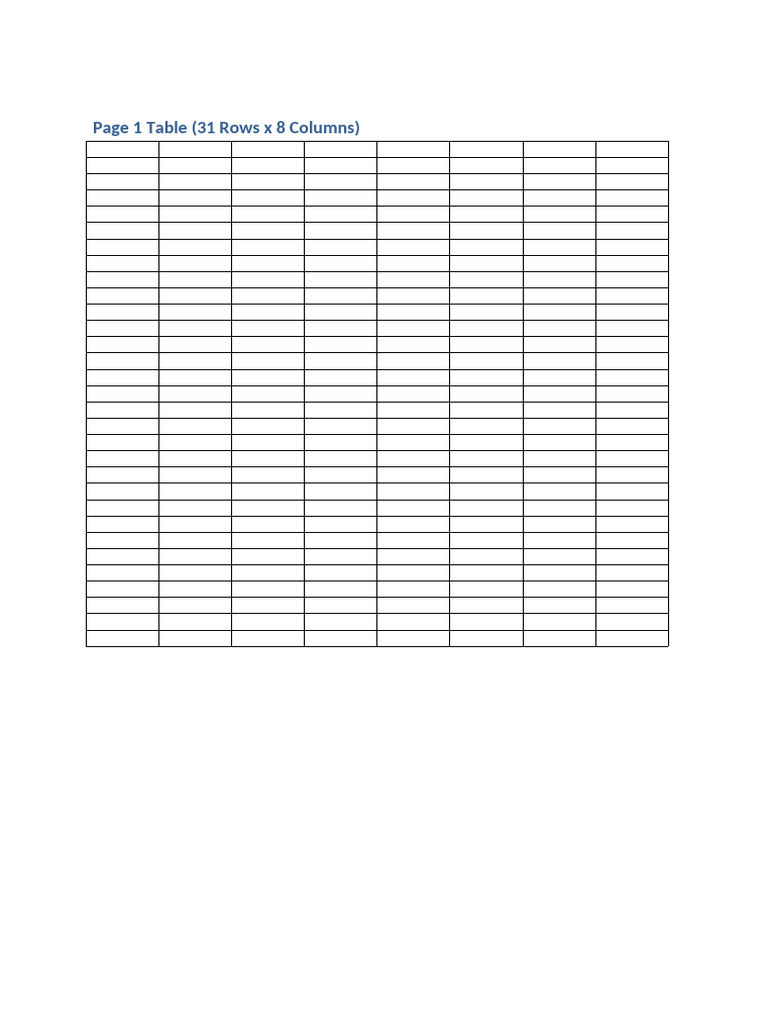 Two Page Blank Tables A4 | PDF