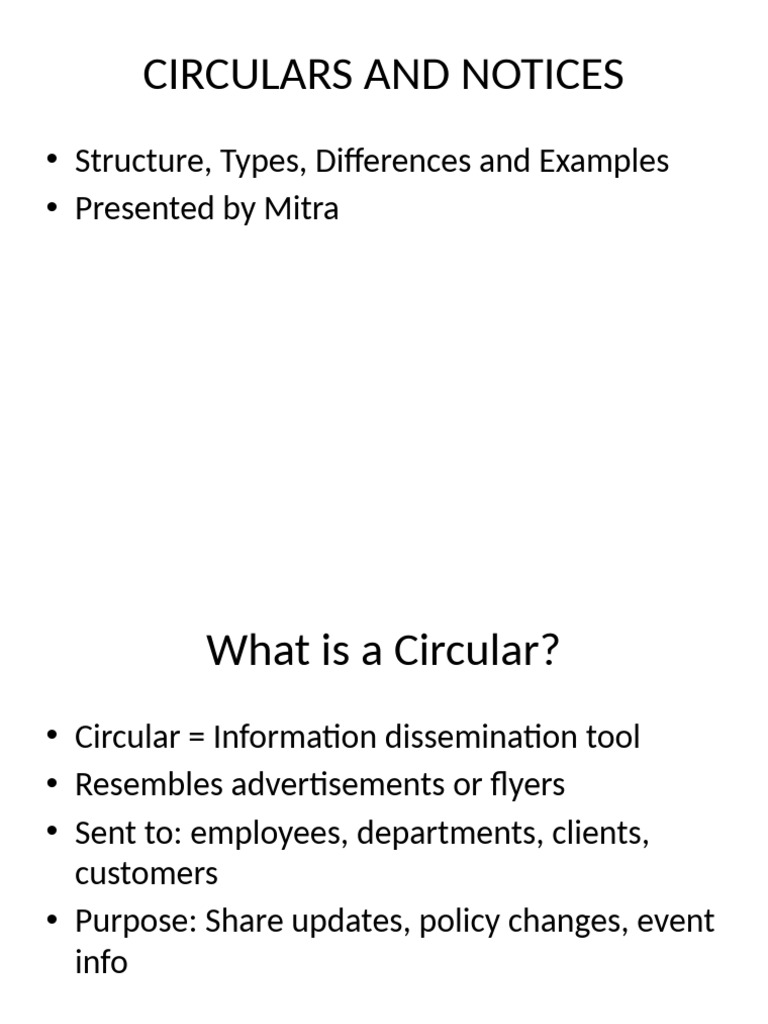 Circulars and Notices Presentation | PDF | Communication | Human ...