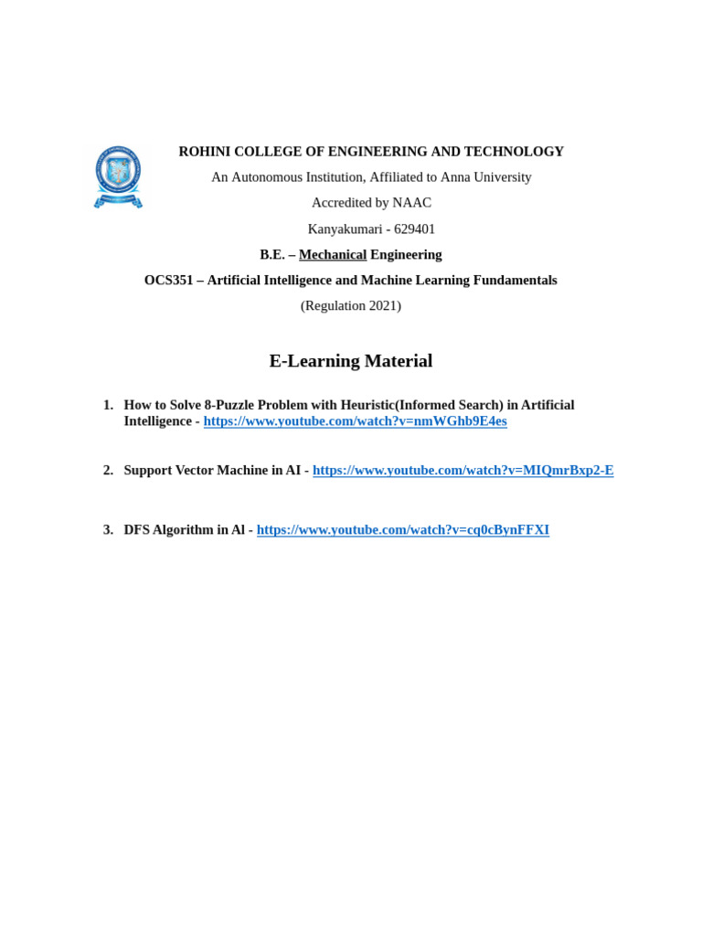 AIML E Learning | PDF