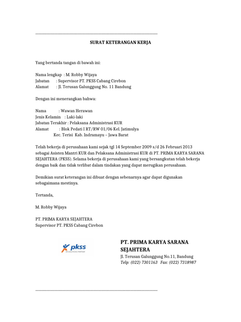 Surat Keterangan Kerja Final DGN Logo | PDF
