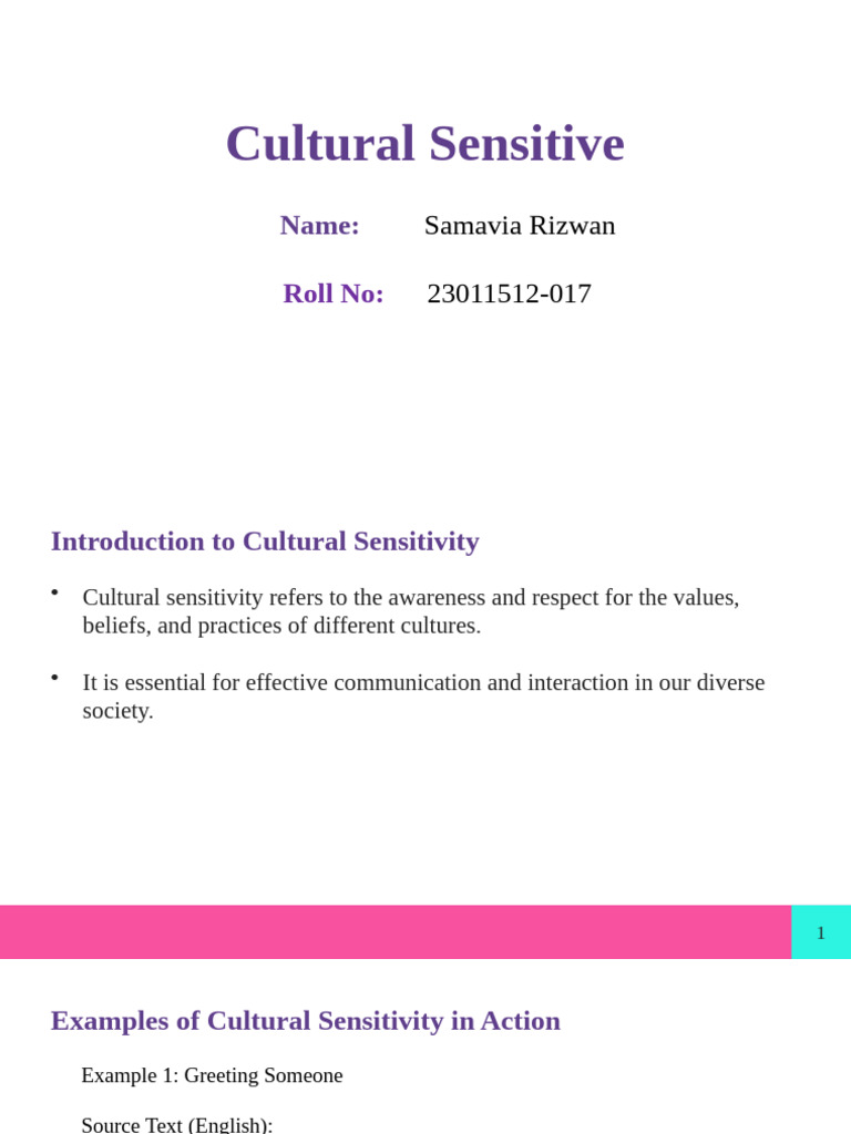 Cultural Sensitive and Add The Example. | PDF