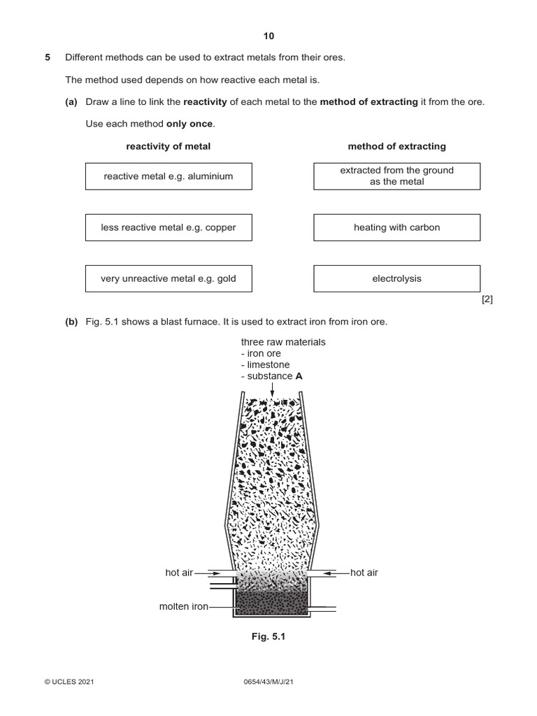 Iron Extraction Methods in Blast Furnace | PDF | Iron | Oxide