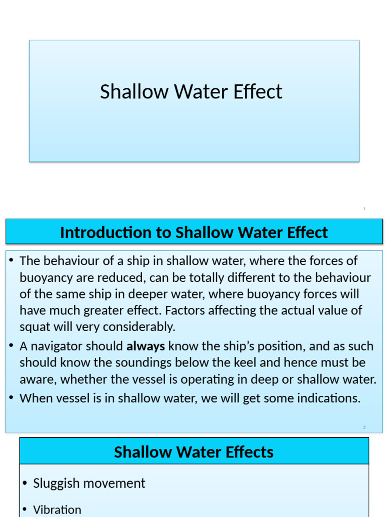 Shallow Water Effects on Vessel Behavior | PDF | Ships | Watercraft