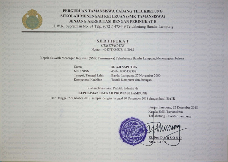 Sertifikat PKL PDF | PDF