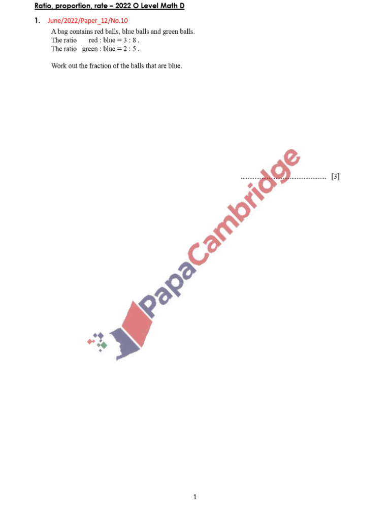 2022 Ratio Proportion Rate O Level 4024 | PDF