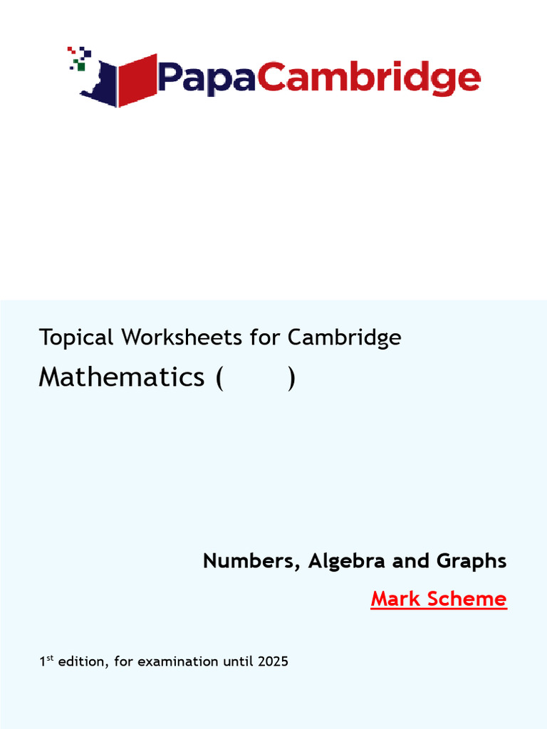 Cambridge O Level Math Worksheets | PDF | Mathematical Objects | Algebra