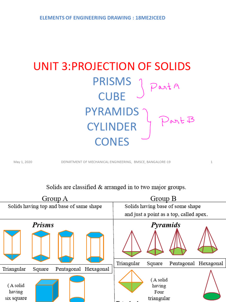 Projection of Solids: Prisms and Shapes | PDF | Rectangle | Geometry