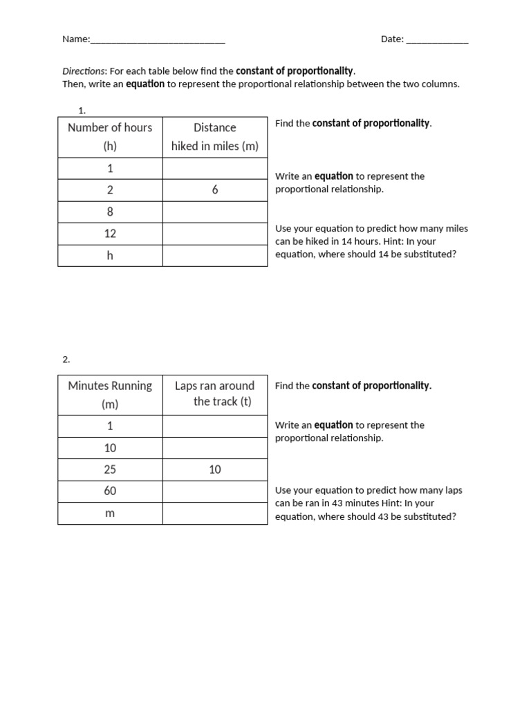 Number of Hours (H) Distance Hiked in Miles (M) 1 2 6 8 12 H | PDF
