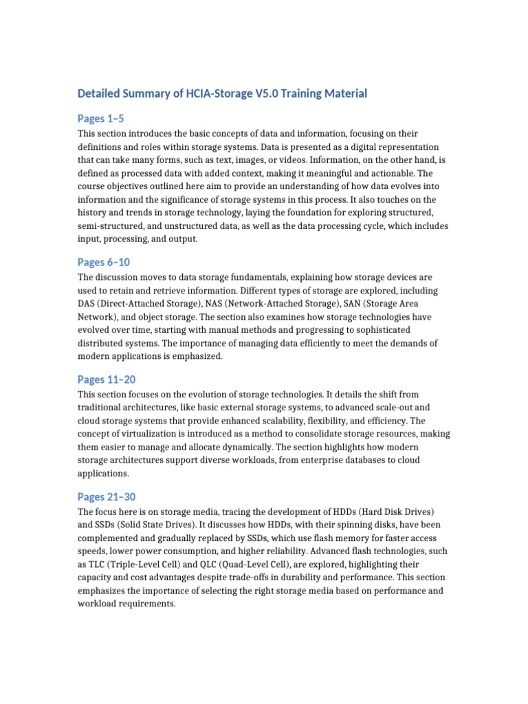 HCIA-Storage Detailed Summary | PDF | Solid State Drive | Hard Disk Drive