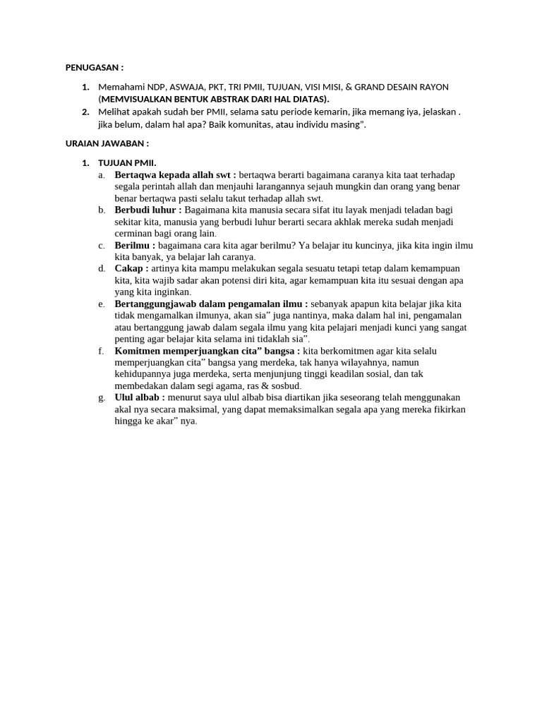 Penugasan Pmii | PDF