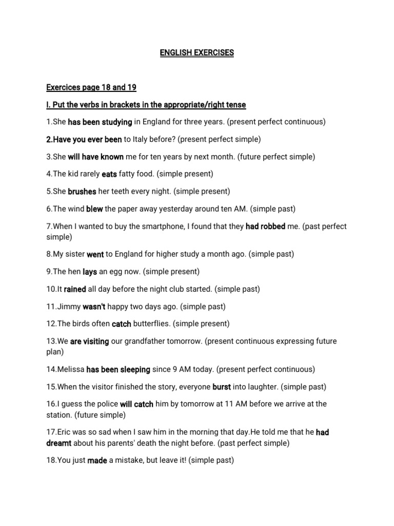 English Exercises | PDF