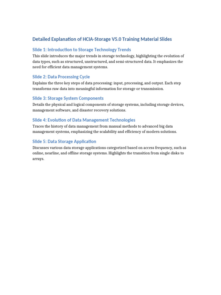 HCIA-Storage V5.0 Training Overview | PDF
