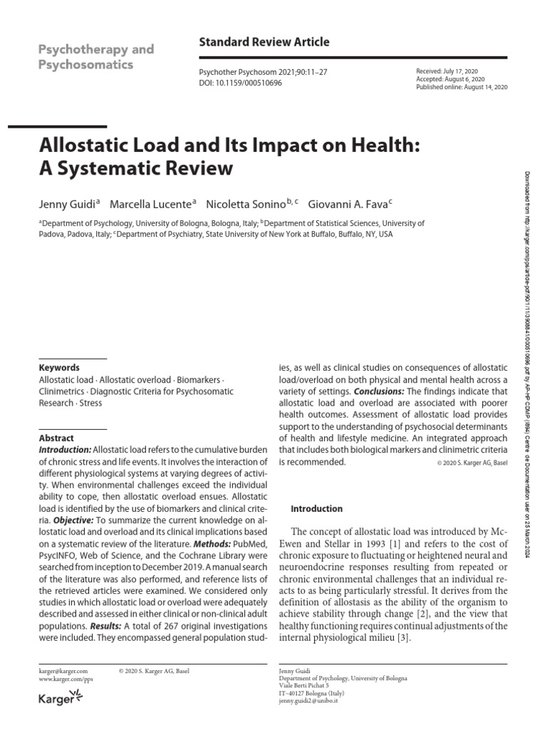 Allostatic Load and Its Impact On Health A Systematic Review | PDF | Mental Disorder | Stress ...