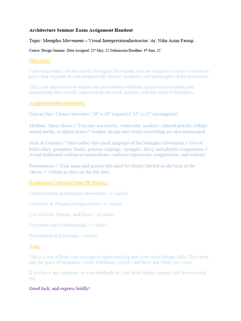 Architecture Seminar Exam Assignment Handout | PDF