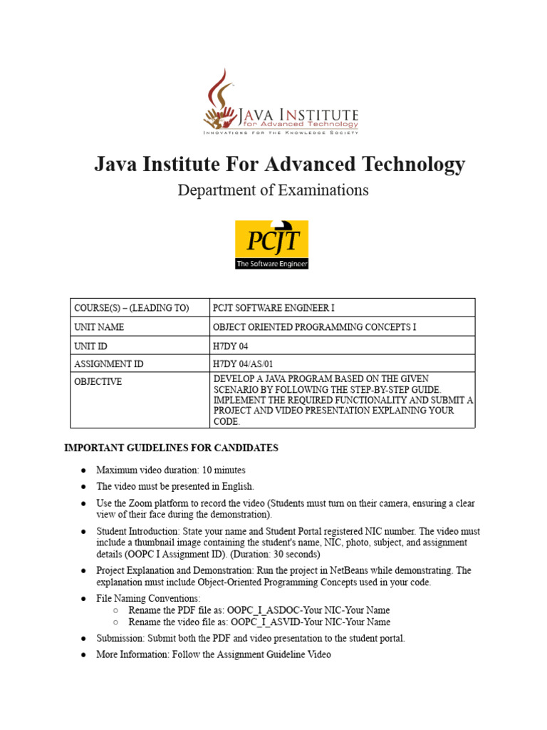 Object Oriented Programming Concepts I - H7dy 04 - As - 01 | PDF | Object Oriented Programming ...