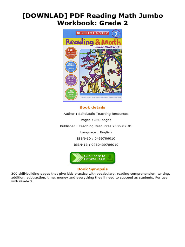 Claussen - DOWNLAD PDF Reading Math Jumbo Workbook Grade 2 | PDF | Reading (Process) | Learning