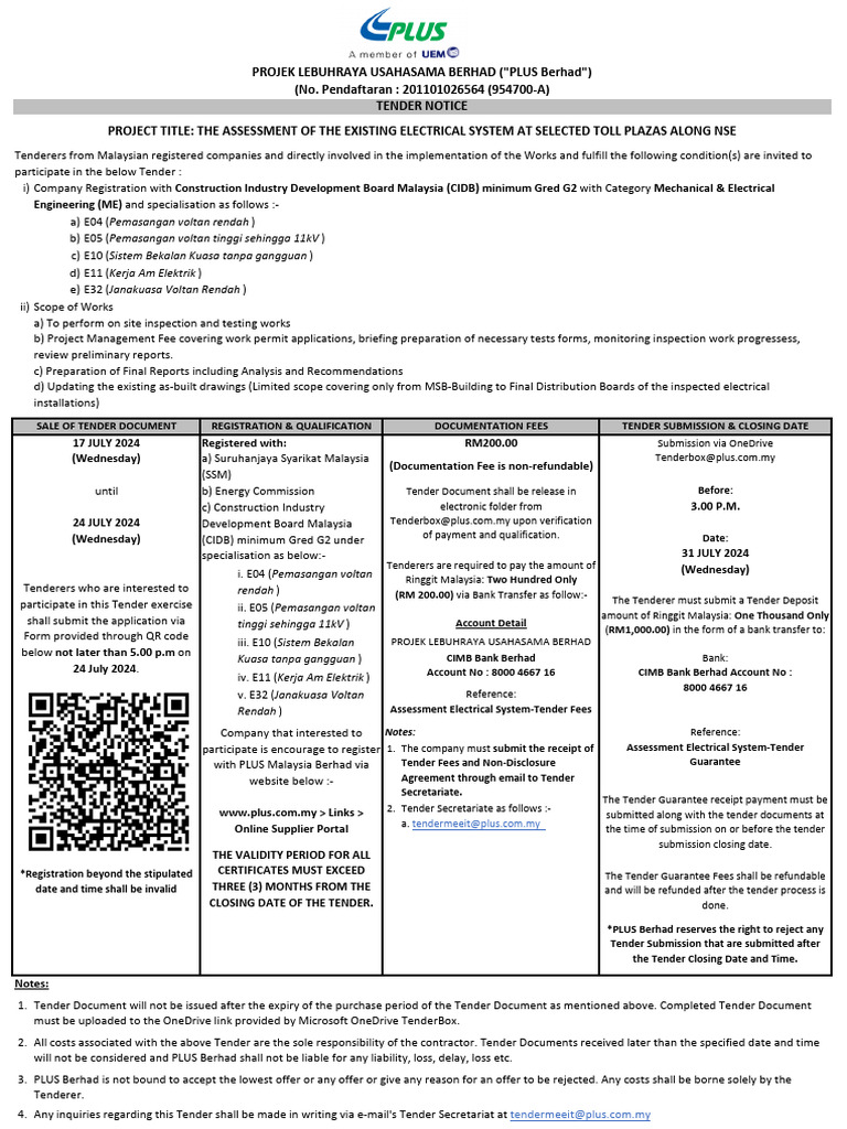 Tender for Electrical System Assessment | PDF