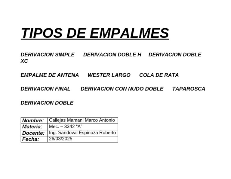 Tipos de Empalmes Eléctricos | PDF
