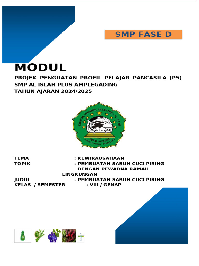 Modul Projek - Modul Projek Tema Kewirausahaan SMP Al Islah Plus Amplegading SMT 2 Fase D Fix | PDF