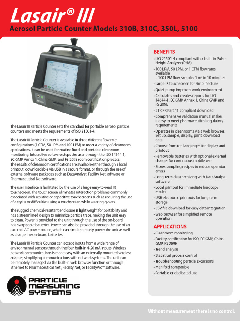 Lasair III Particle Counter Overview | PDF | Touchscreen