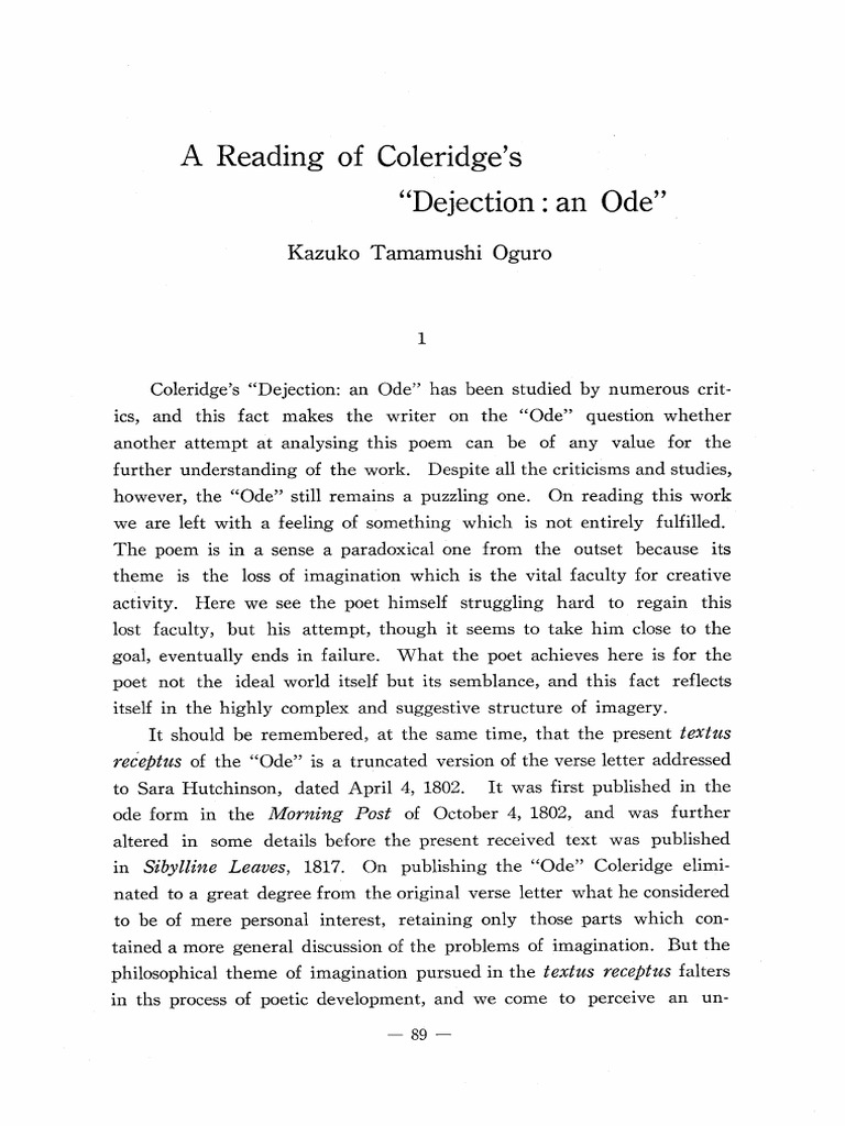 Dejection An Ode Line by Line Analysis | PDF