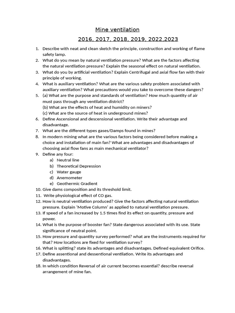 Mine Ventilation Principles and Practices | PDF | Mechanical ...