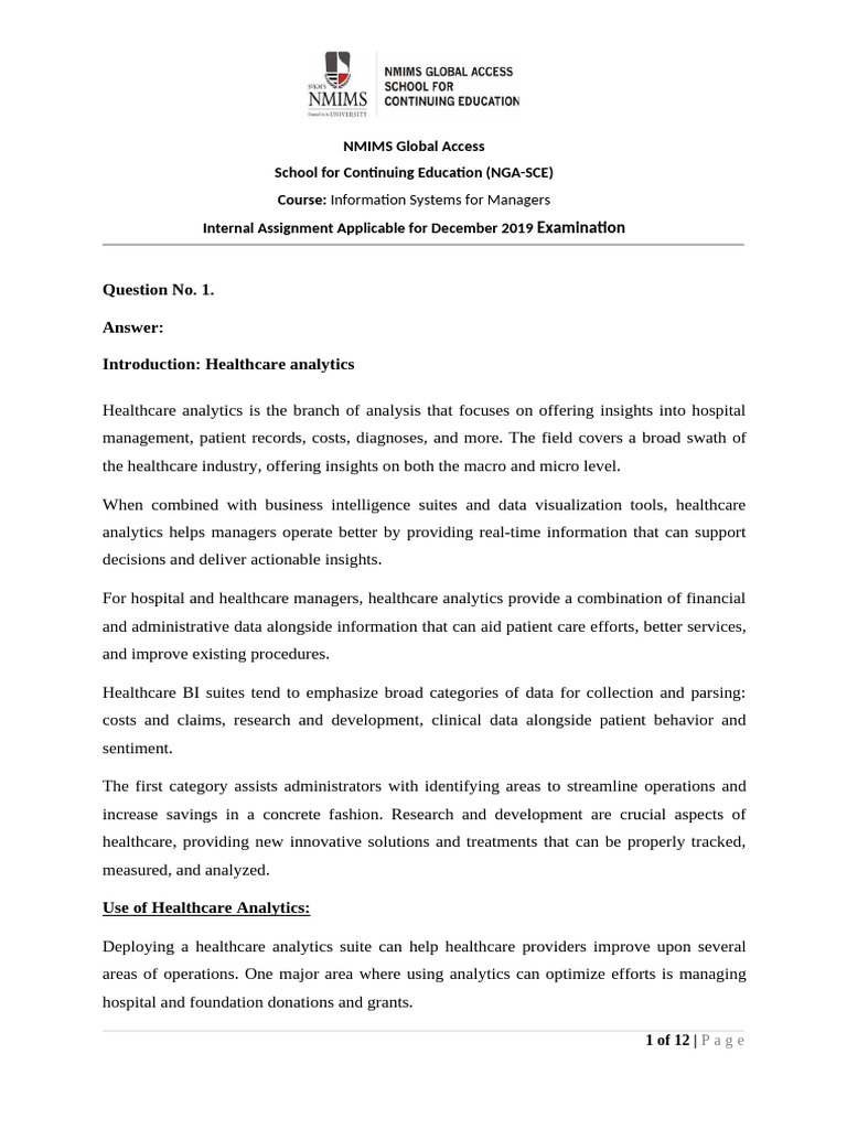 Information Systems For Managers - Assignment Dec 2019 | PDF | Health ...
