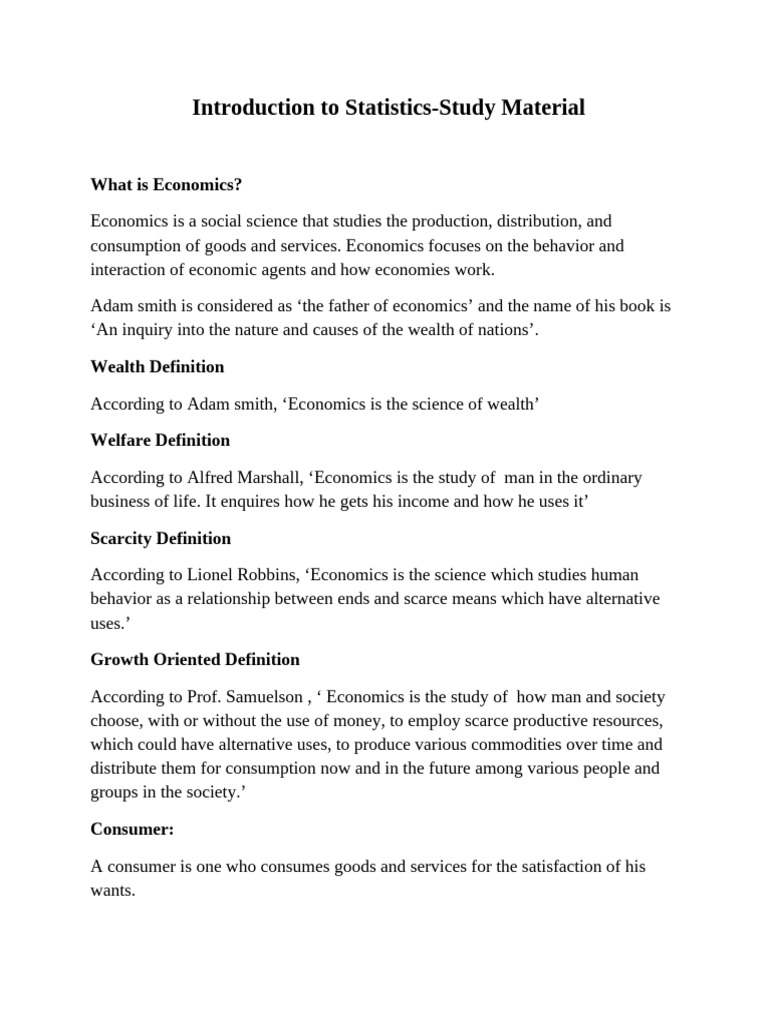 Statistics in Economics Explained | PDF | Economics | Statistics