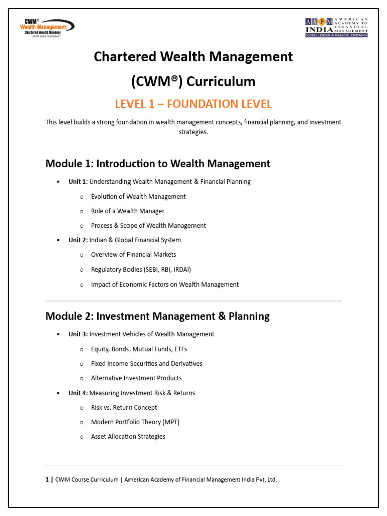 Chartered Wealth Management - AI Curriculum Updated - 1-Mar | PDF ...