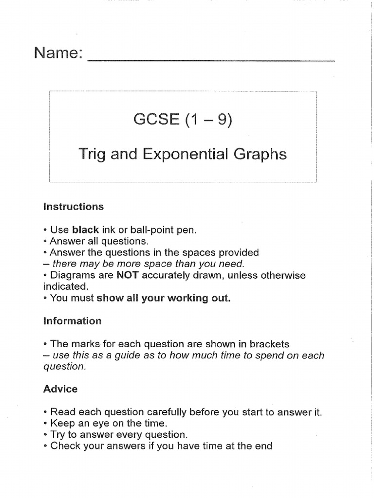 Trig and Exponential Ans | PDF
