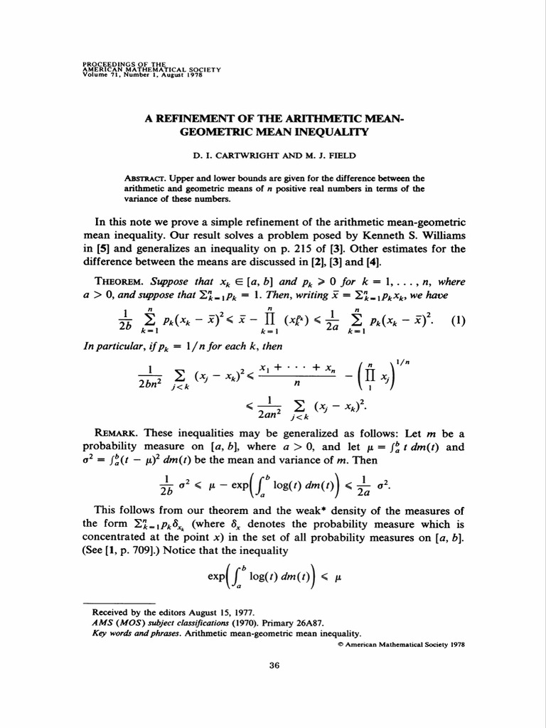 Geometric Mean Paper | PDF | Mathematics | Mathematical Analysis