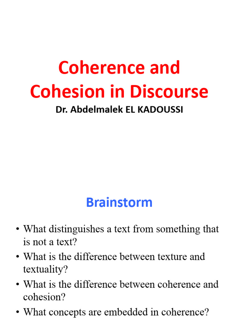 Coherence and Cohesion in Discourse | PDF | Noun | Semantics