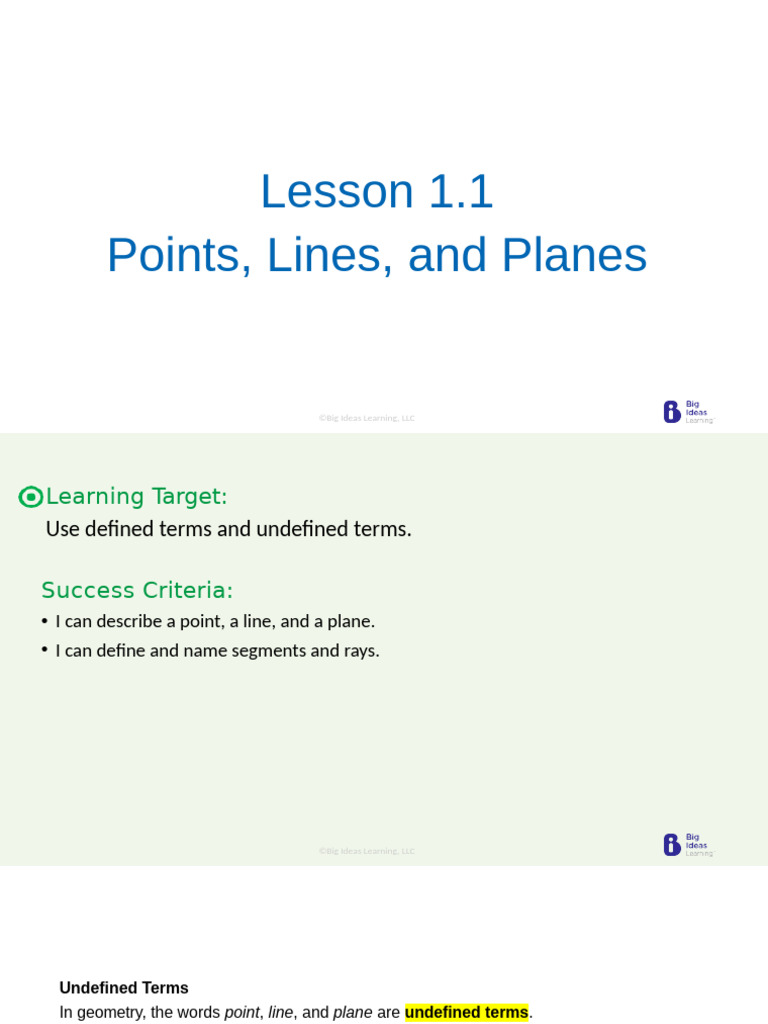 1 - 1 Points - Lines - and Planes | PDF | Line (Geometry) | Geometric Shapes