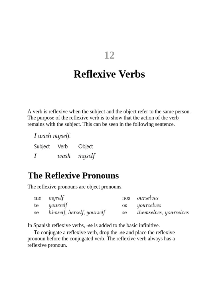 Verbos Reflexivos en Español: Guía Completa | PDF