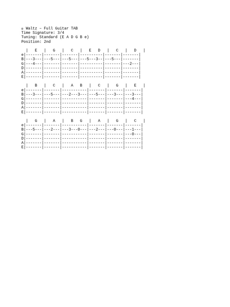 Waltz Guitar TAB and Chords Guide | PDF