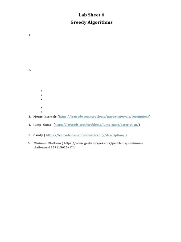 Lab Sheet 6 - Greedy | PDF