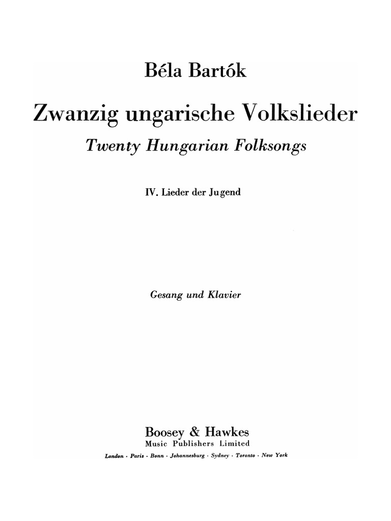 IMSLP920825-PMLP1446848-Bartók - 20 Magyar Népdal - Volume 4 | PDF