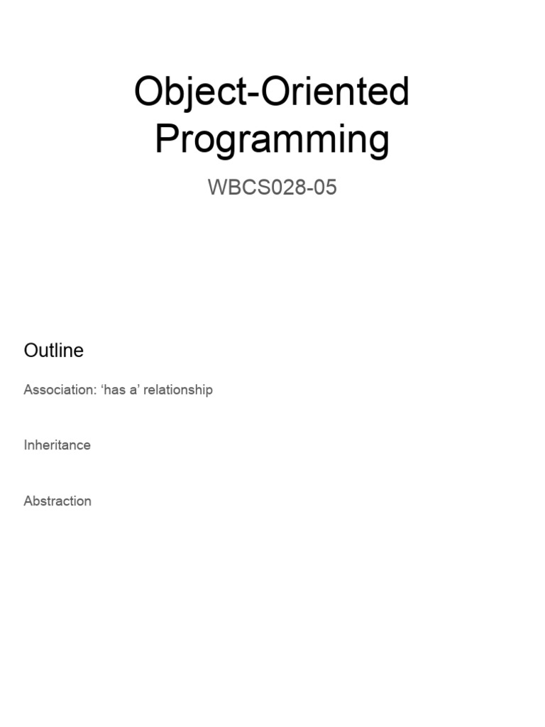 Association + Inheritance + Abstraction | PDF | Class (Computer Programming) | Method (Computer ...