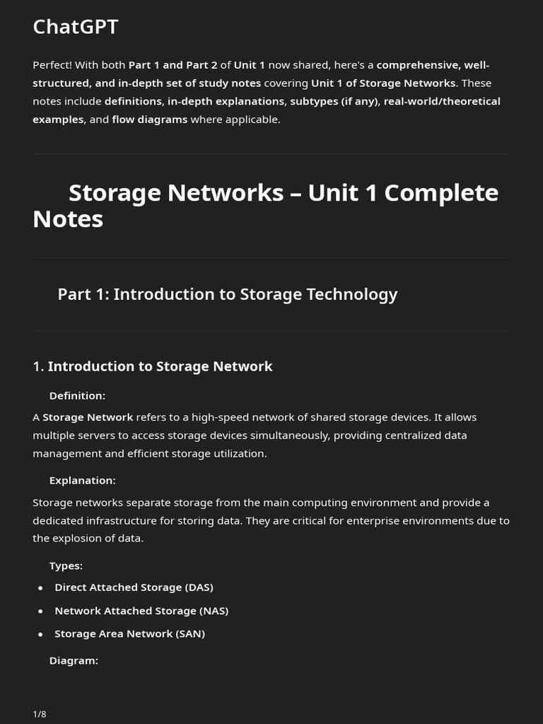 Unit 1 - Storage NW - My Chats | PDF | Computer Data Storage | Data Center